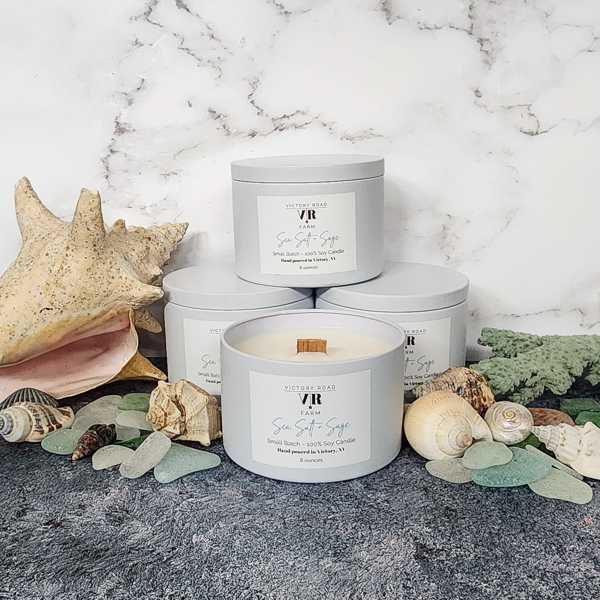 Sea Salt + Sage Soy Wax Candle – Victory Road Farm